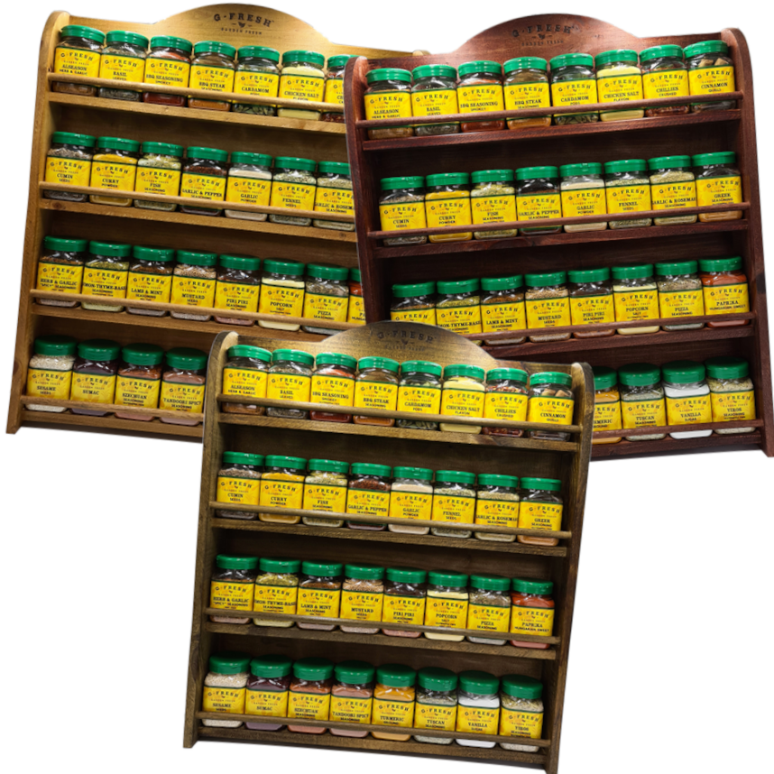 Chef 4 Tier Rustic PRE-Filled Spice Rack – G-Fresh