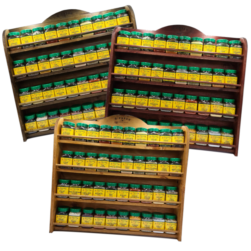 Pro 4 Tier Rustic PRE-Filled Spice Rack – G-Fresh